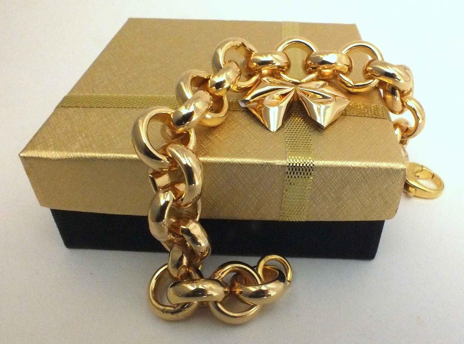 tendenze-ITALY Belcher Chain Bracelet, 18k Gold Doublé, 14mm Length ...