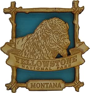 Amazon.com: Wooden Laser Cut Montana Buffalo Magnet with Painted ...