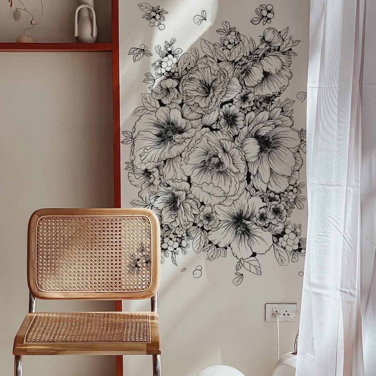Amazon.com: Runtoo Large Black and White Flower Wall Art Decals Boho ...