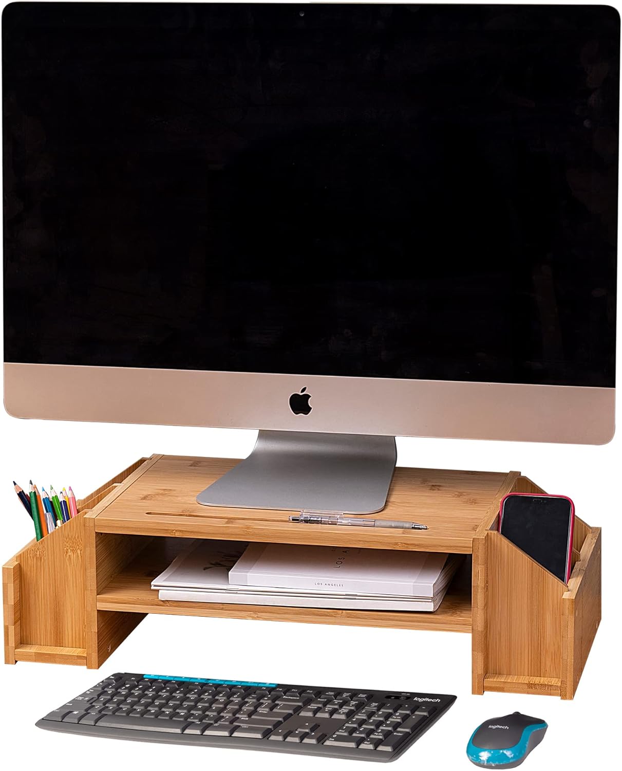 Amazon.com: Sundale Outdoor WAYTRIM 2-Tier Bamboo Monitor Stand Wood ...