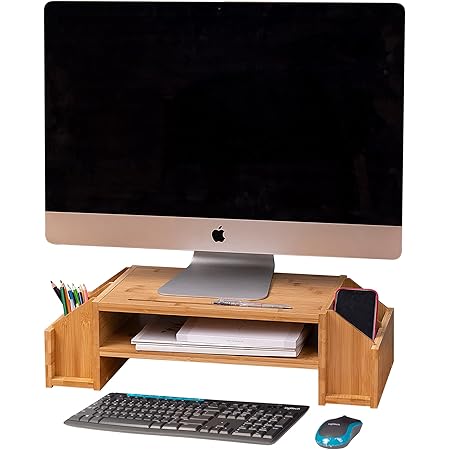 Amazon.com: Sundale Outdoor WAYTRIM 2-Tier Bamboo Monitor Stand Wood ...