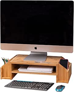Amazon.com: Sundale Outdoor WAYTRIM 2-Tier Bamboo Monitor Stand Wood ...