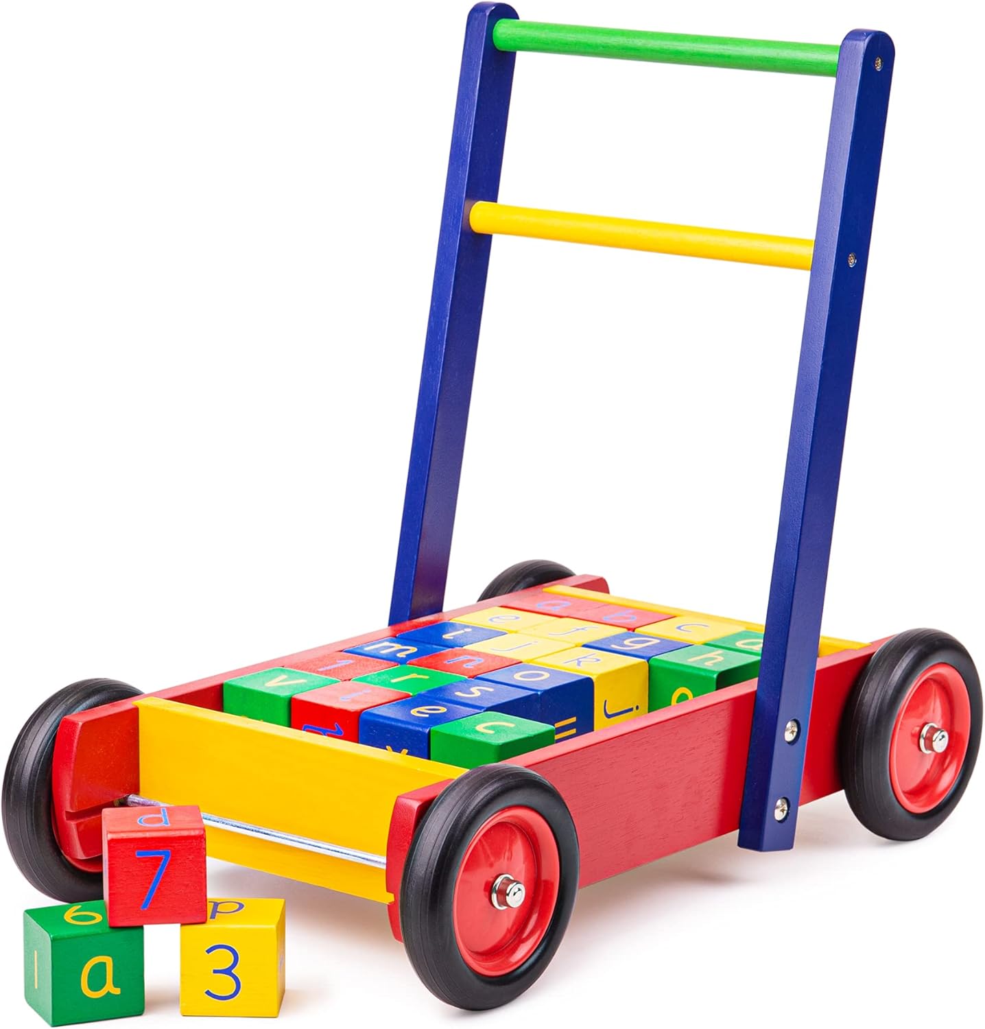 Tidlo Wooden Babywalker with ABC Wooden Blocks | Wooden Toys | Baby ...