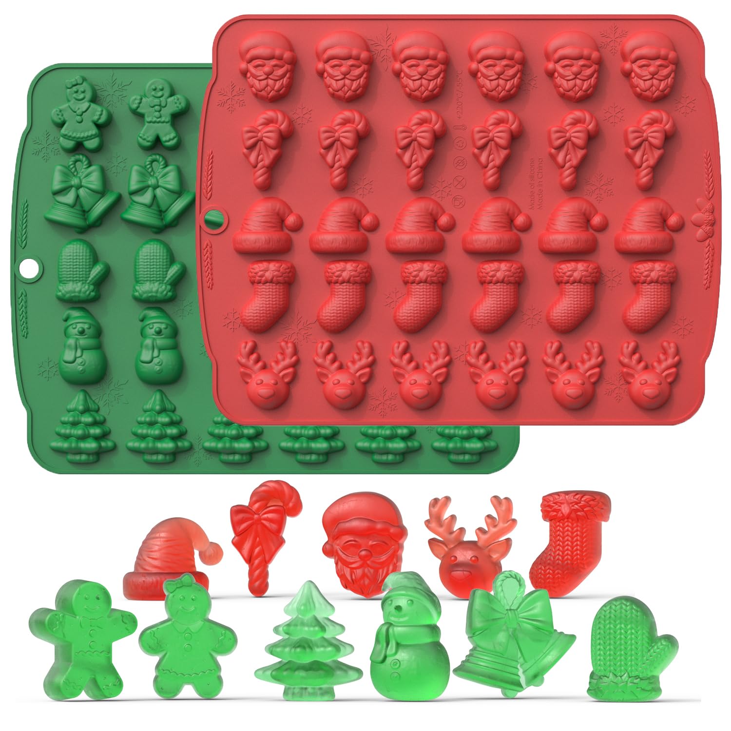 Amazon.com: VICDUEKG 2 Pcs Christmas Chocolate Molds Silicone ...
