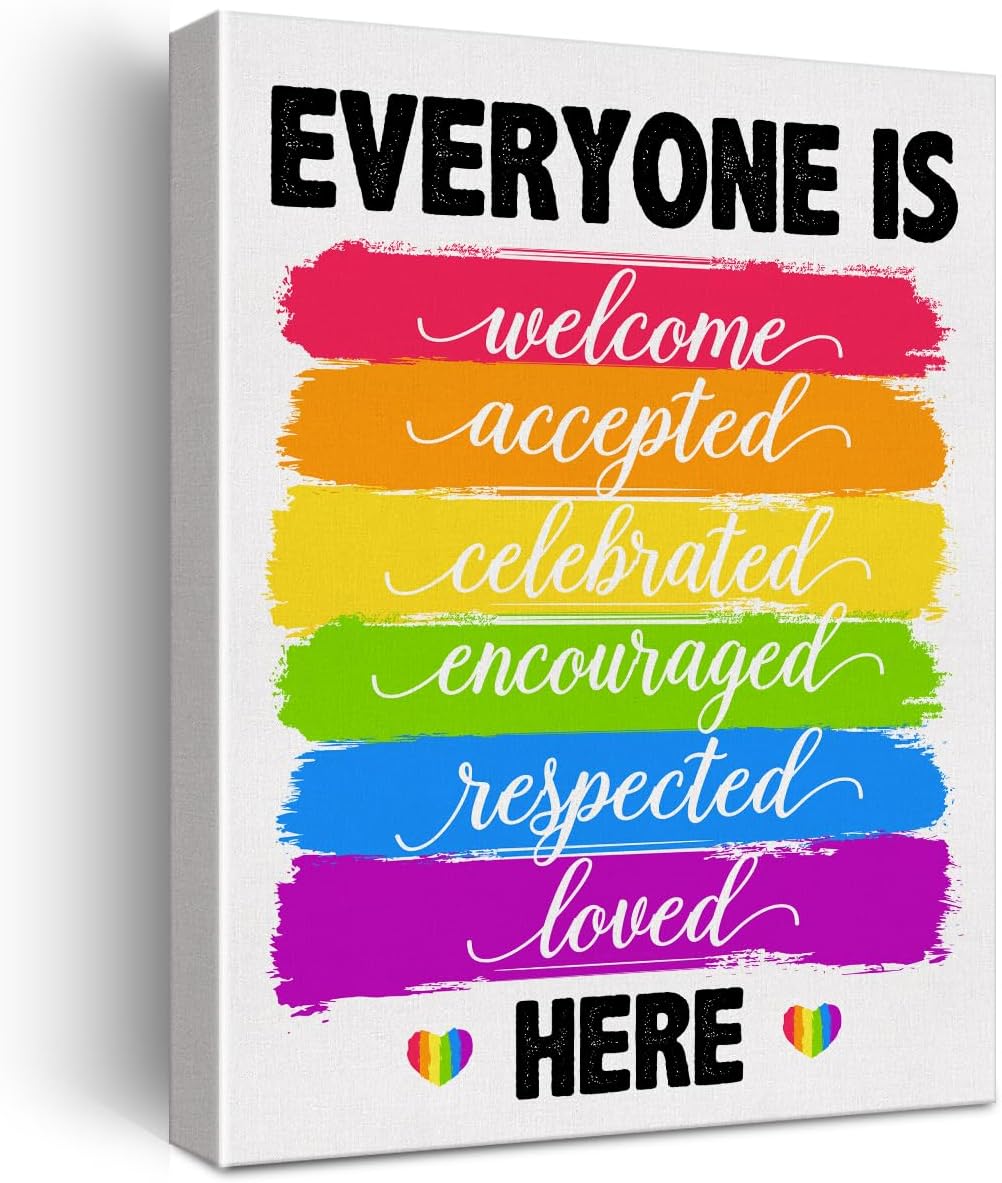 Amazon.com: Everyone Is Welcome Here Diversity Wall Art Canvas Painting ...