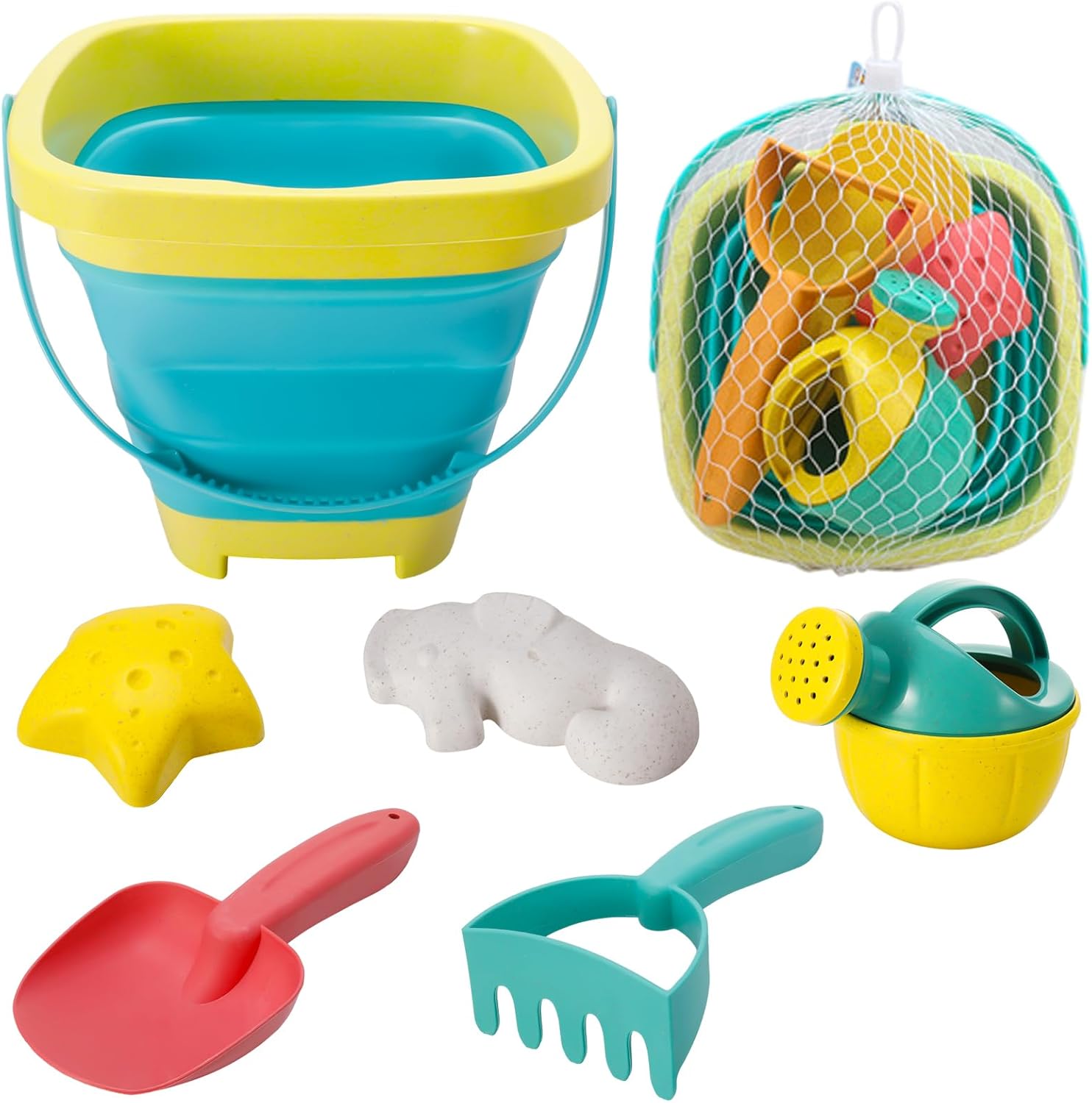 Kids Beach Toys Foldable Beach Bucket And Spade Set Seahorse and ...
