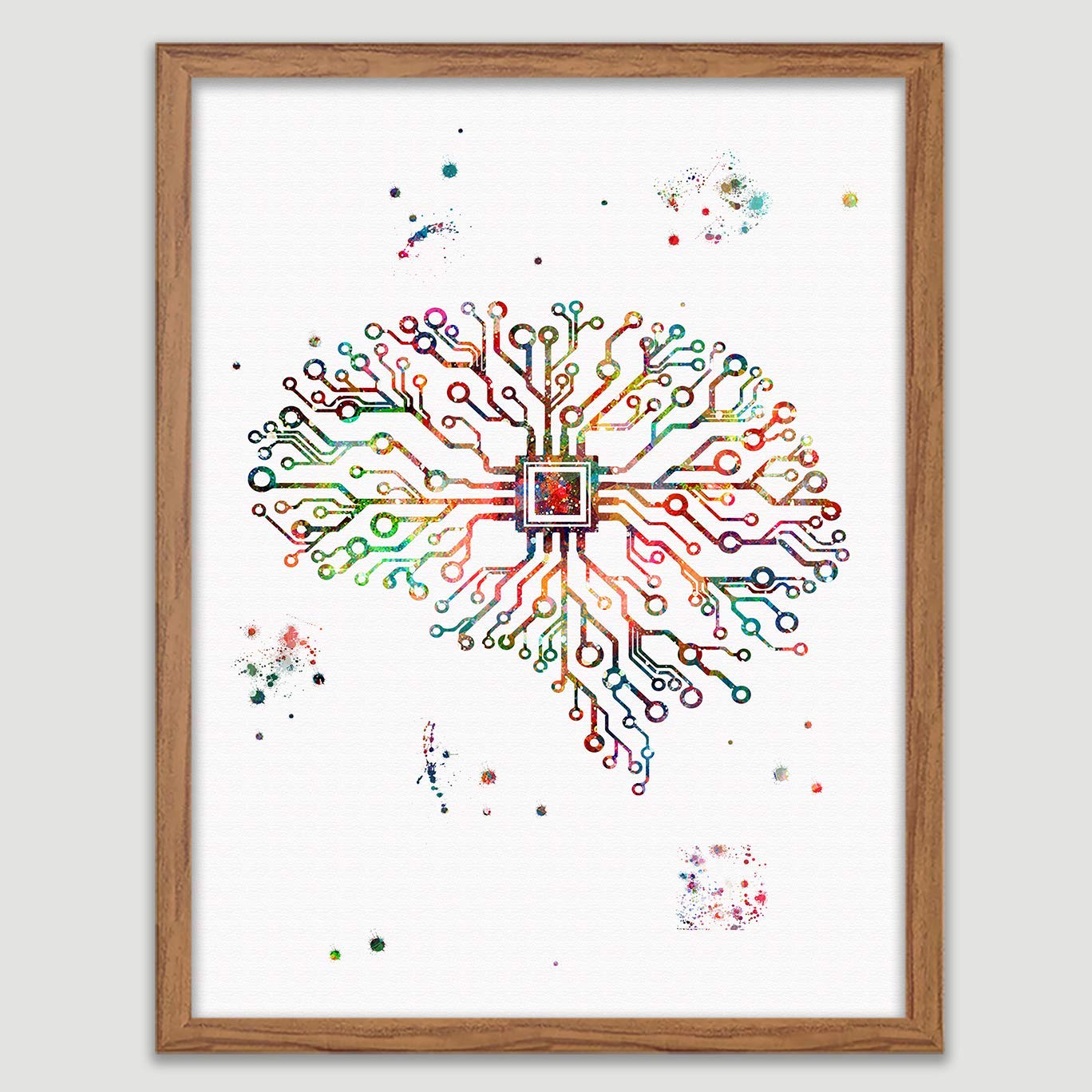 Buy Circuit Brain Watercolor Print Computer Science Wall Decor Human ...
