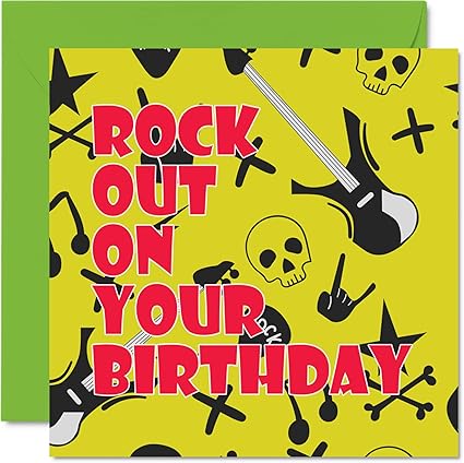 Amazon.com : Fun Birthday Cards for Men Women Him Her - Rock Out - Punk ...