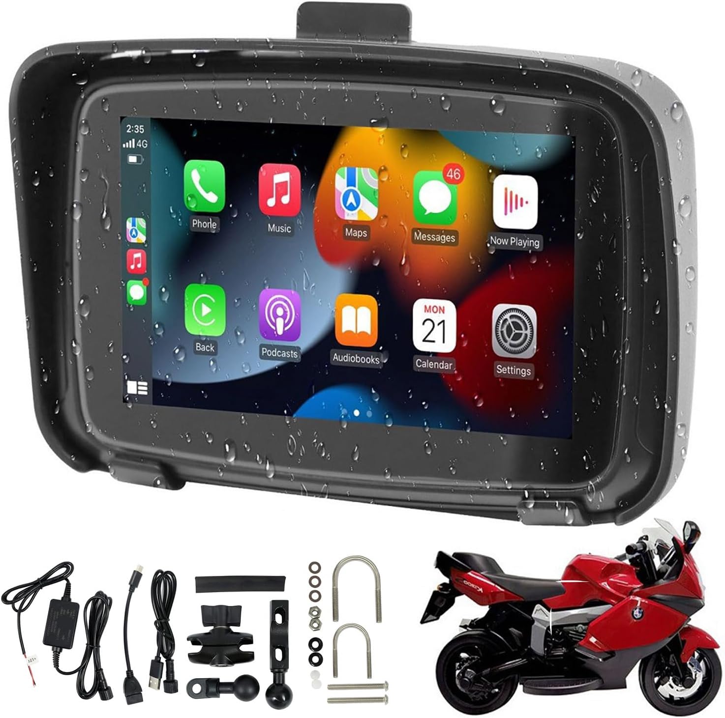 Sunweyer Schermo portatile per Carplay Wireless Android Auto per moto ...