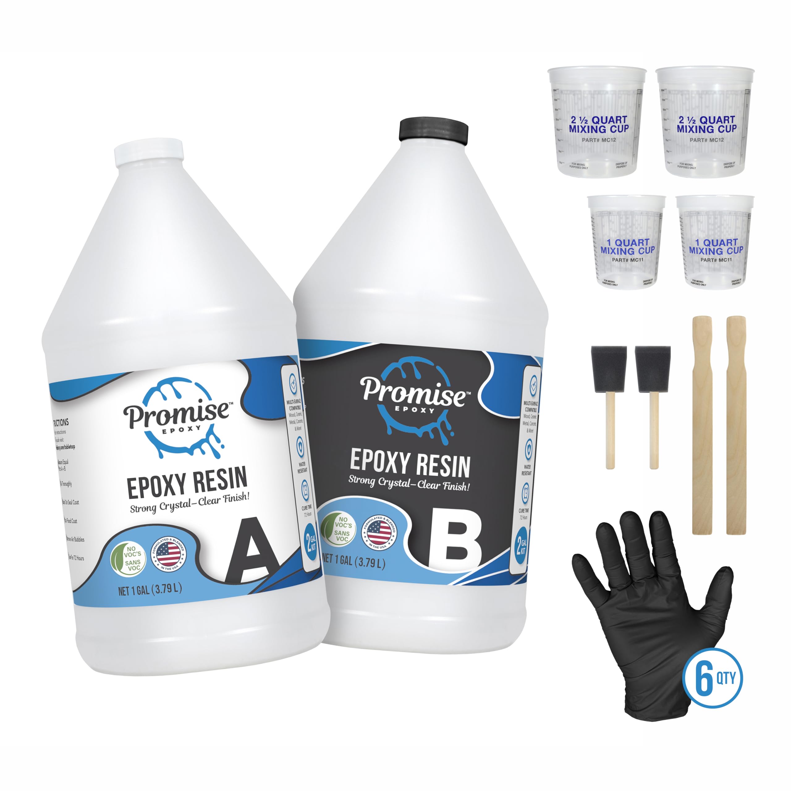 Buy Promise Epoxy - Crystal Clear Table Top Epoxy Resin (2-Gallon Kit ...