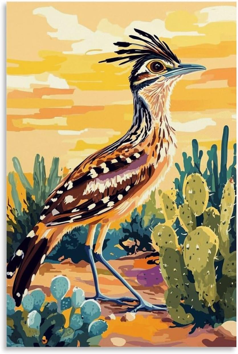 Amazon.com: Stunning Desert Roadrunner Oil Art Print Wildlife Wall ...