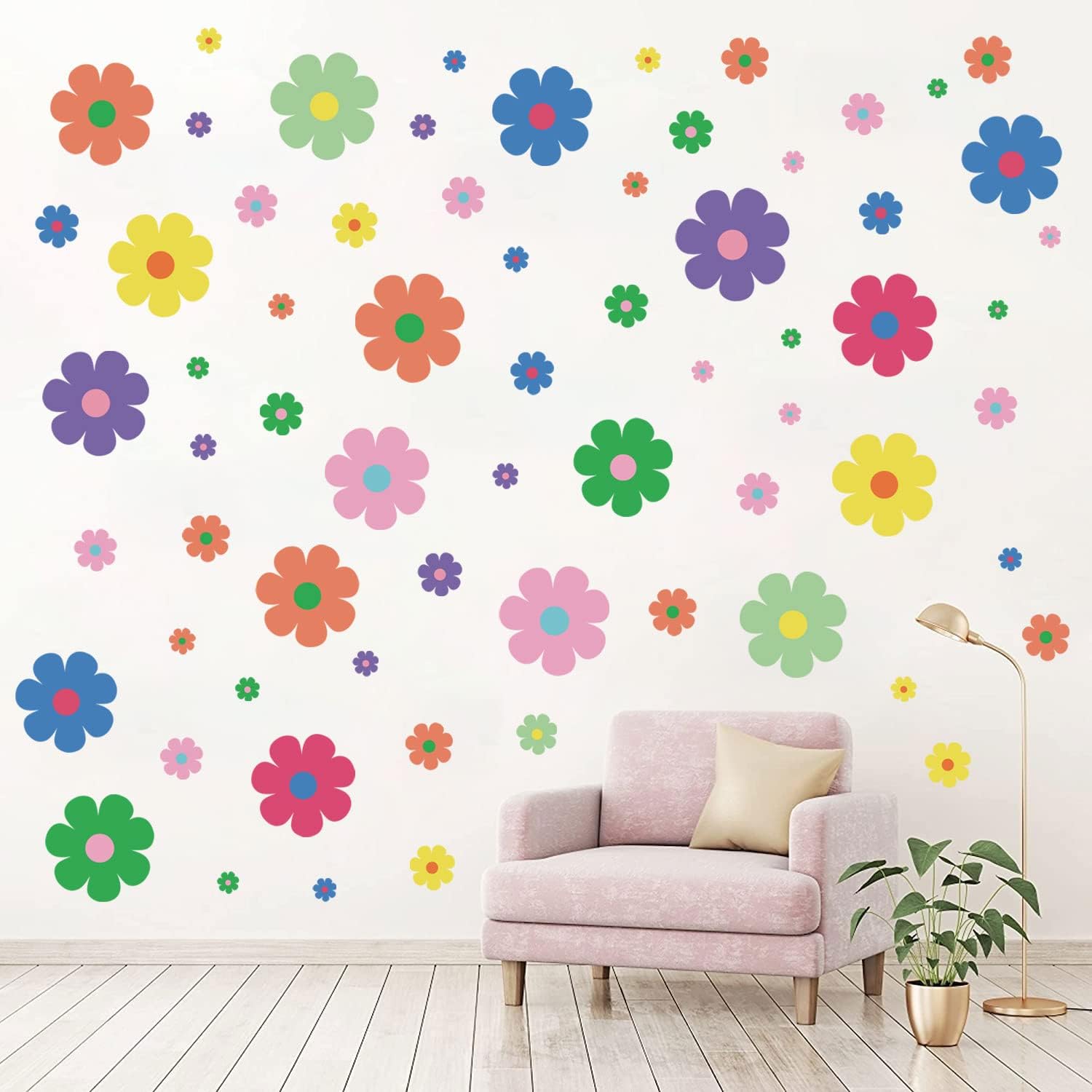 Amazon.com: 63PCS Y2k Cute Flower Wall Decals, Danish Pastel Aesthetic ...