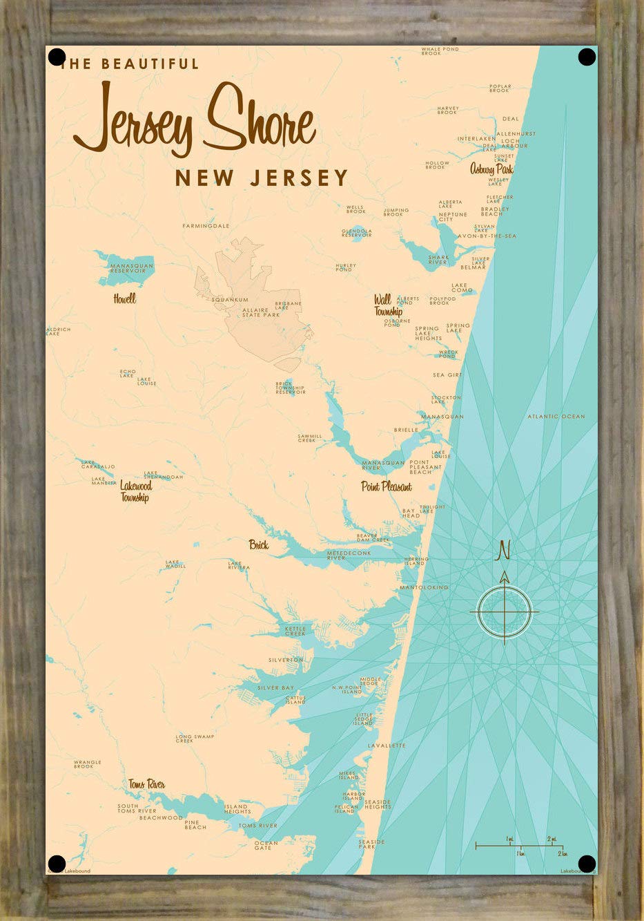 Jersey Shore Map Jersey Shore New Jersey, Barrel End Map Art