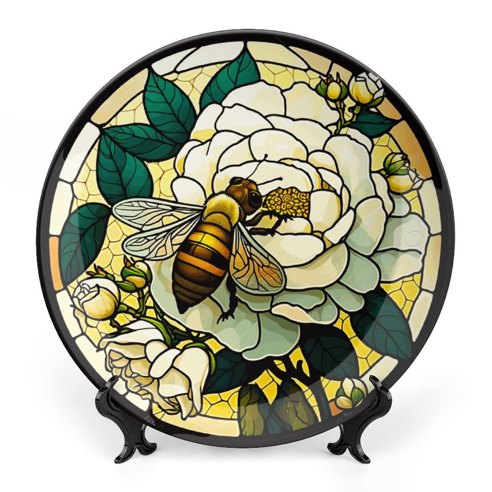 Amazon.com: Gokays Decorative Plates for Wall Hanging, Stained Glass ...