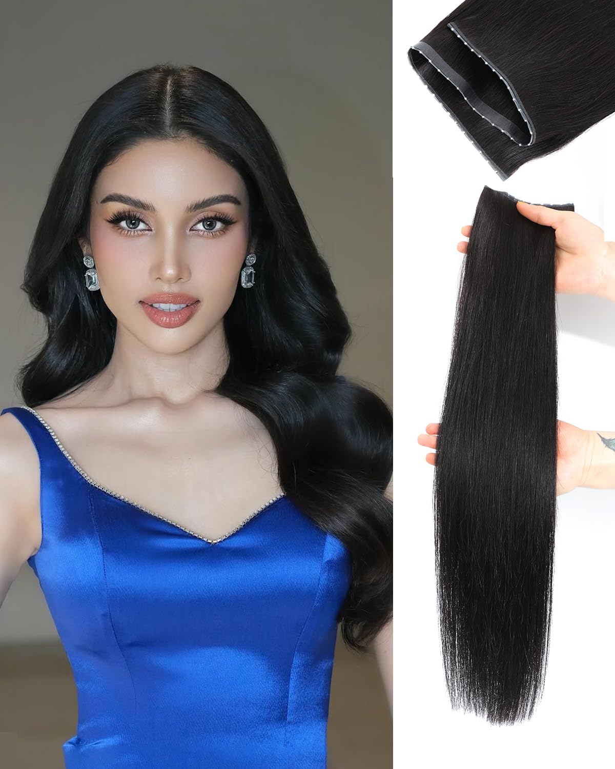 Amazon.com : PANEWAY Double Weft Hair Extensions Human Hair 100% Real ...