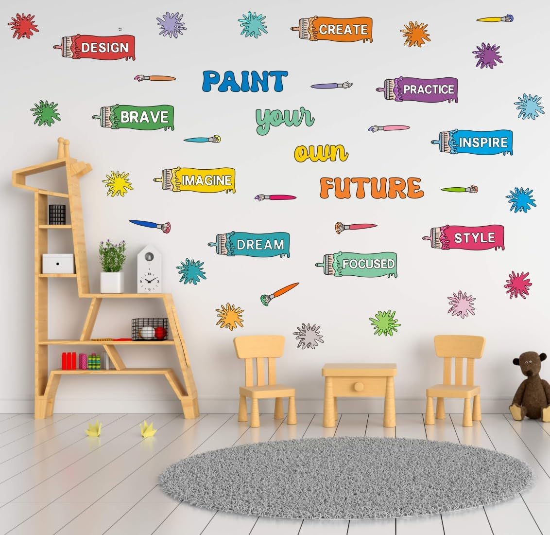 Amazon.com: YIMEHDAN Colorful Paintbrush with Paint Splatter Wall Decal ...