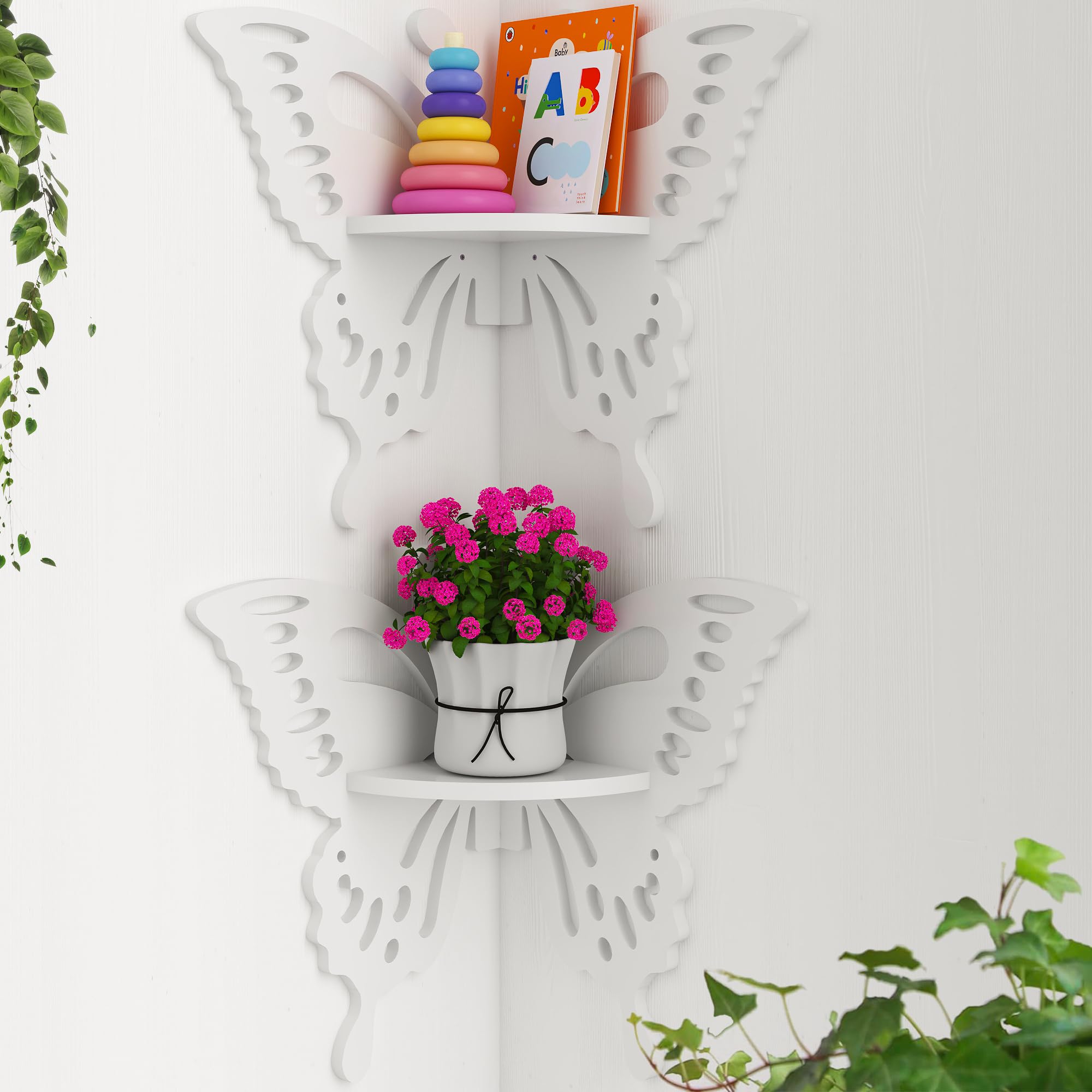 Amazon.com: Beskadi 2-Tier Butterfly Corner Shelf - Nursery Wall Deor ...
