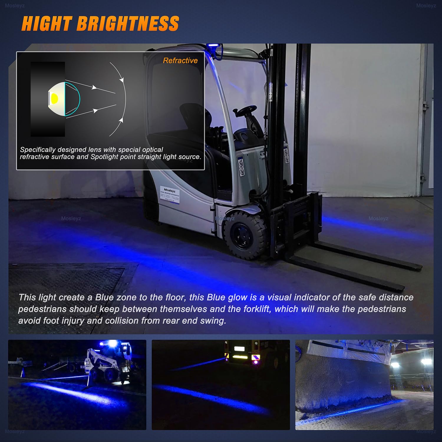Snapklik.com : Mosleyz 30W LED Forklift Light Blue Safety Lights 12-80V ...