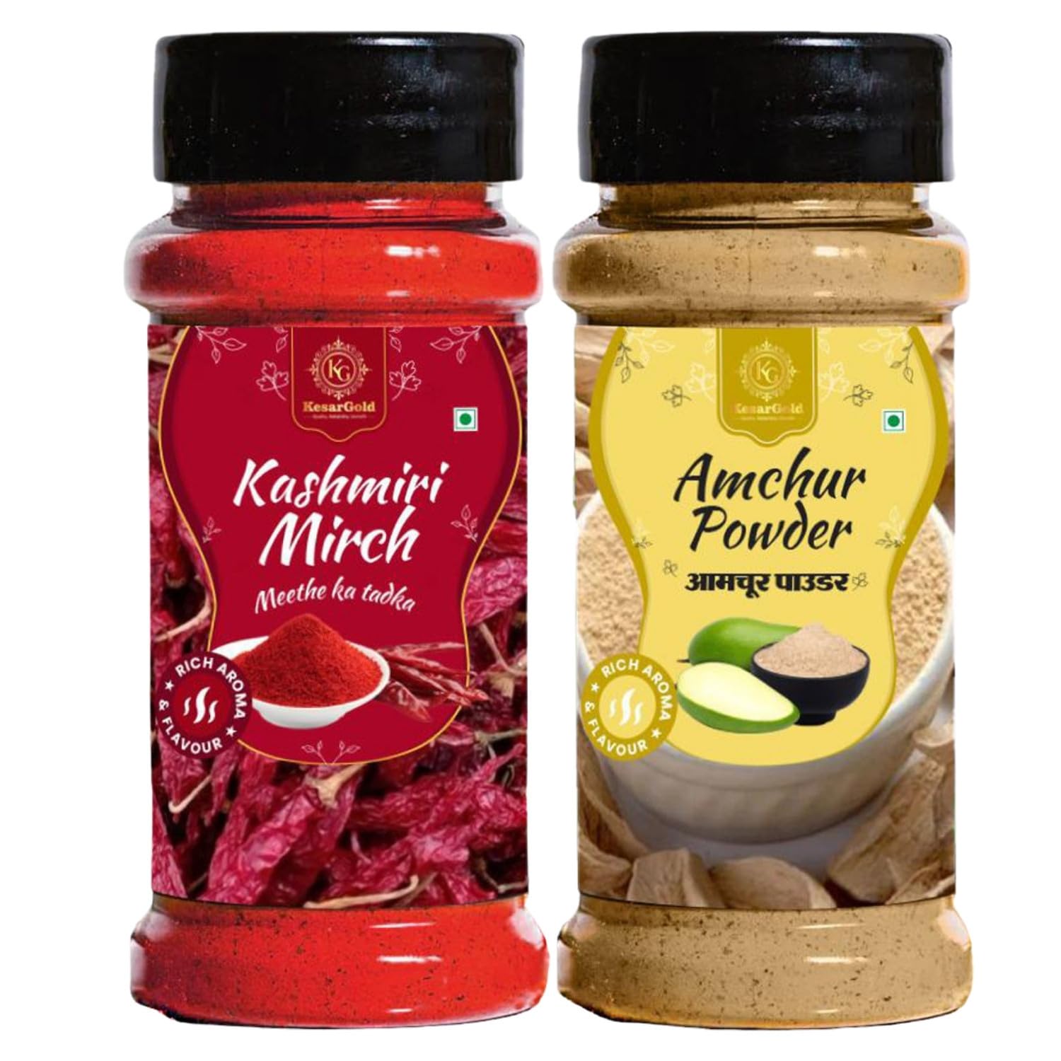 KESAR GOLD Rich Aroma Flavour Kashmiri Mirch Powder and Amchur Powder ...