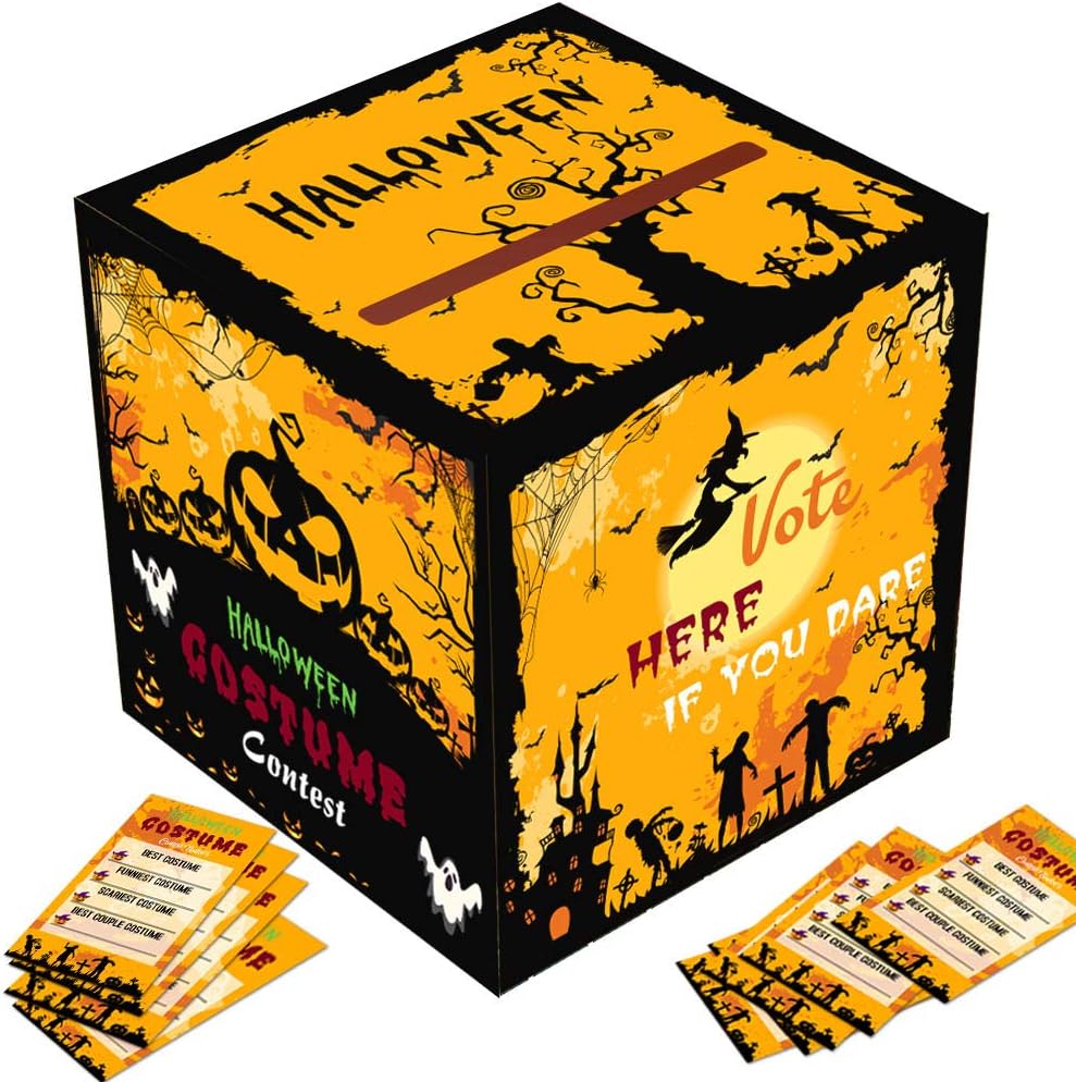 Amazon.com: Halloween Party Costume Ballot Box with 64pcs Voting Cards ...