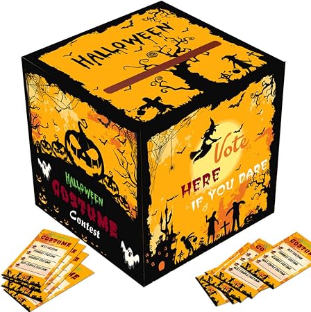 Amazon.com: Halloween Party Costume Ballot Box with 64pcs Voting Cards ...