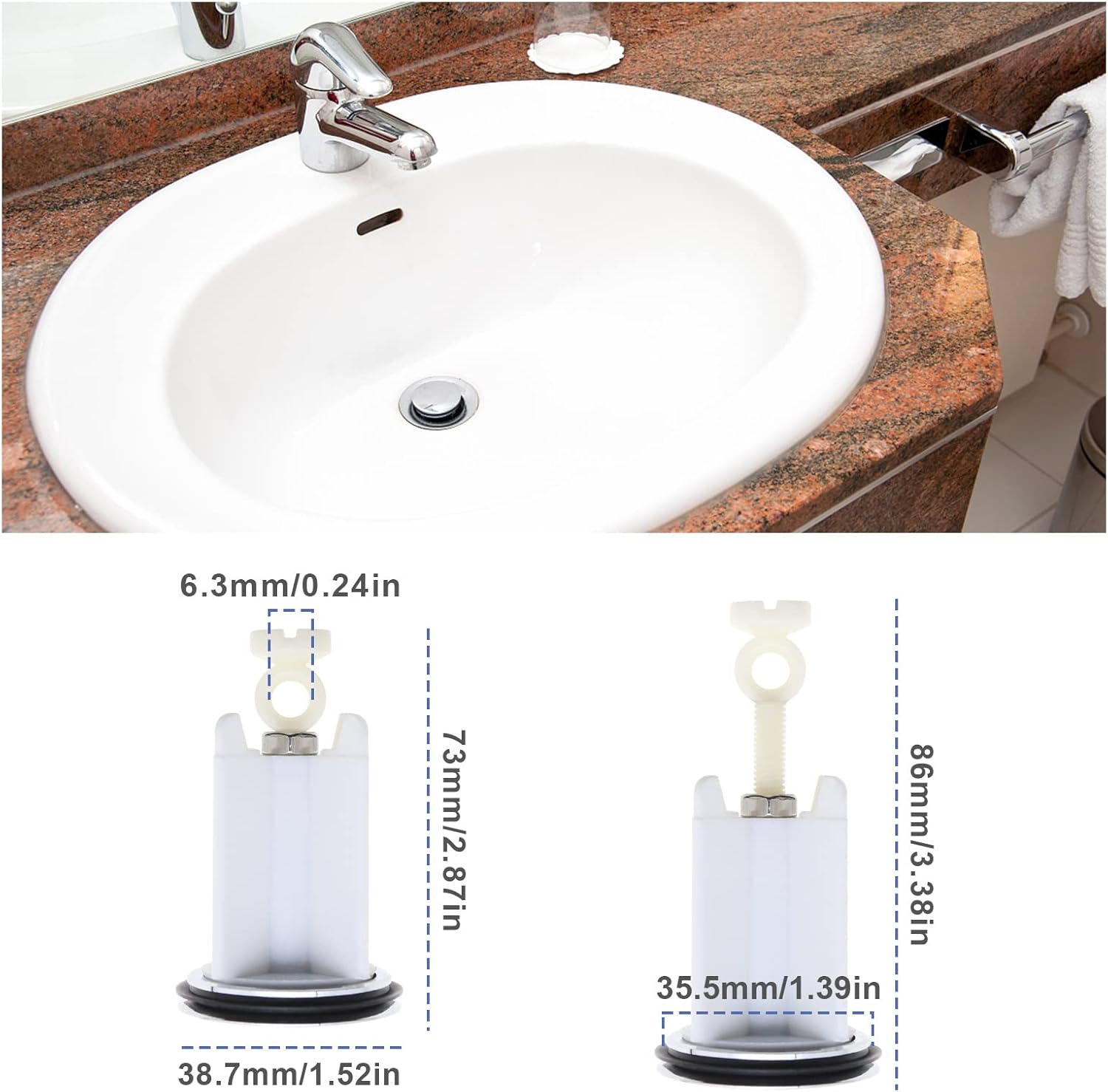 2pcs 40mm Pop-up Plug Replacement Drain Plug for Kitchen Bathroom Basin ...