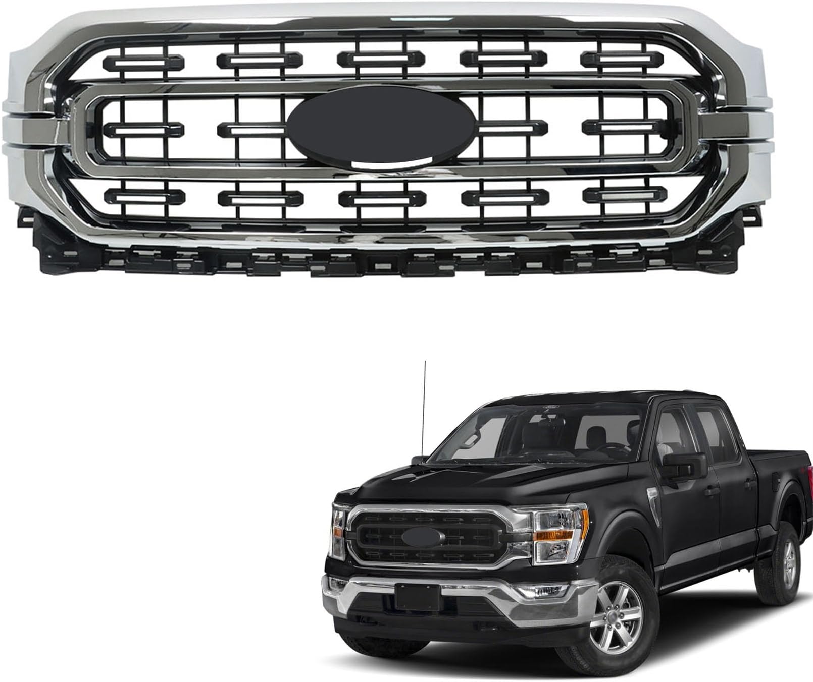 Amazon.com: ANTUKO Front Upper Grille Grill Assembly Chrome Replacement ...
