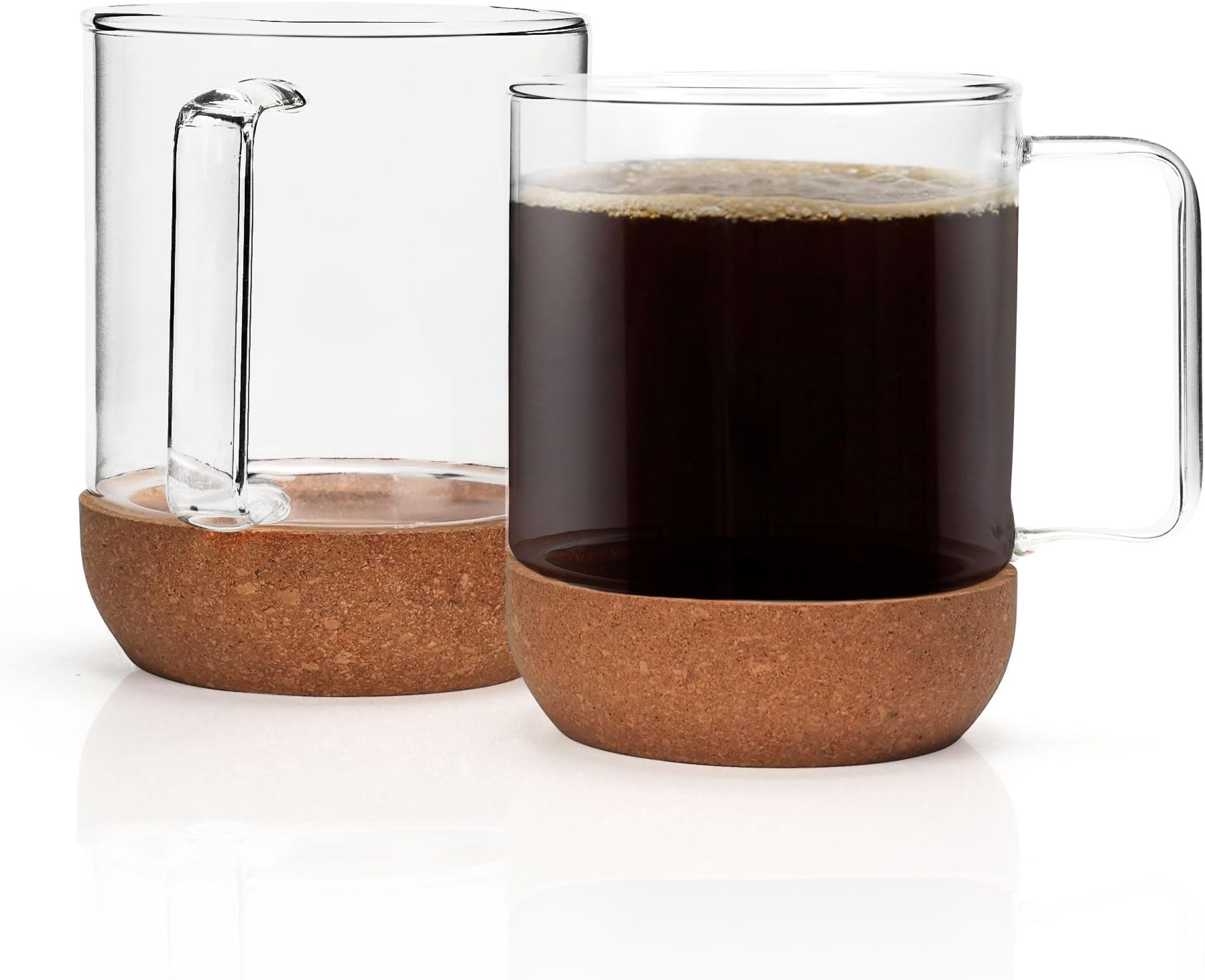 Amazon.com: EYMPEU 16oz Glass Coffee Cups Set of 2 with Cork Base ...