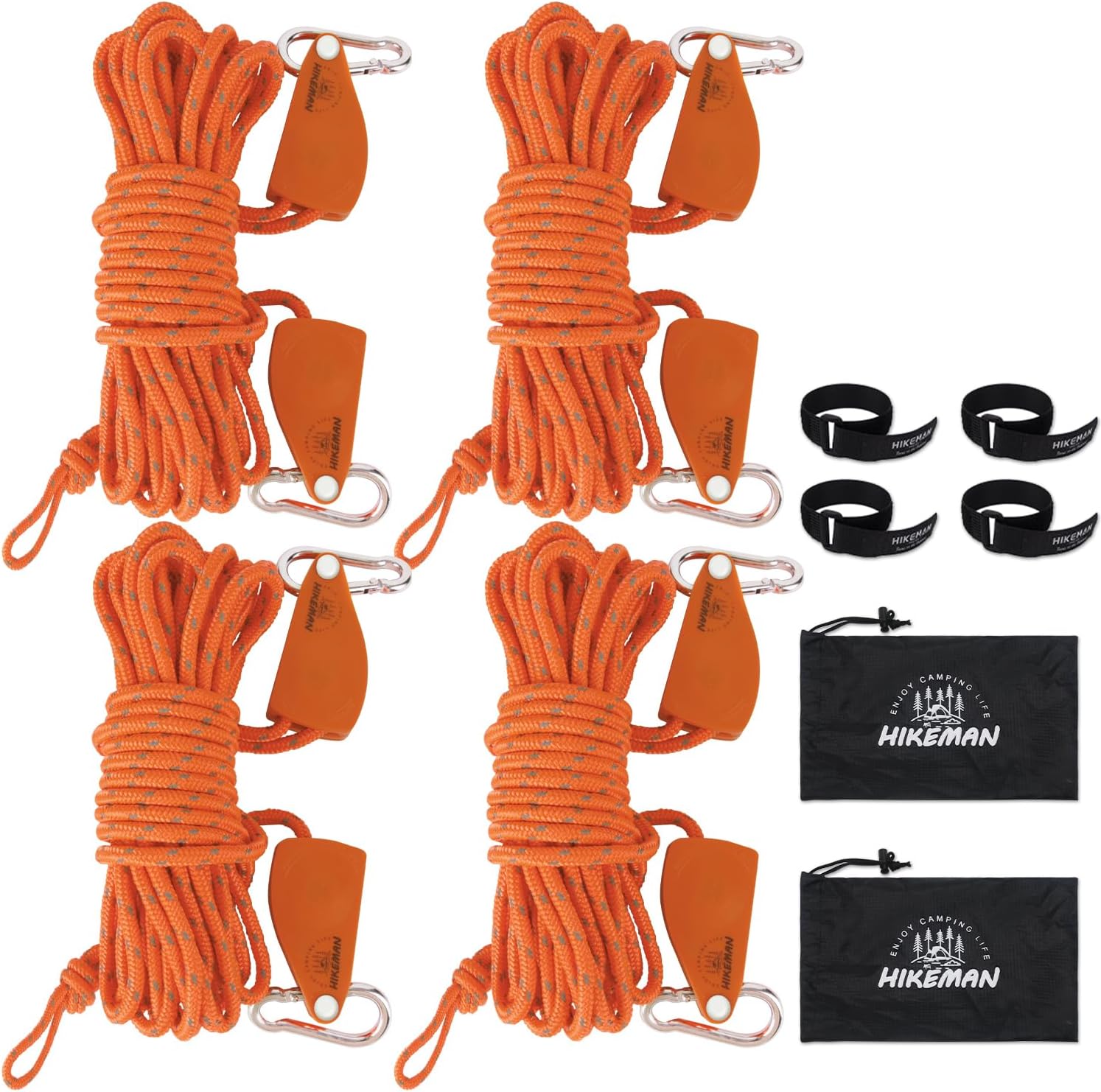 HIKEMAN Tent Guy Ropes with Pulley - 6mm Reflective Cord 10M Tent Guide ...