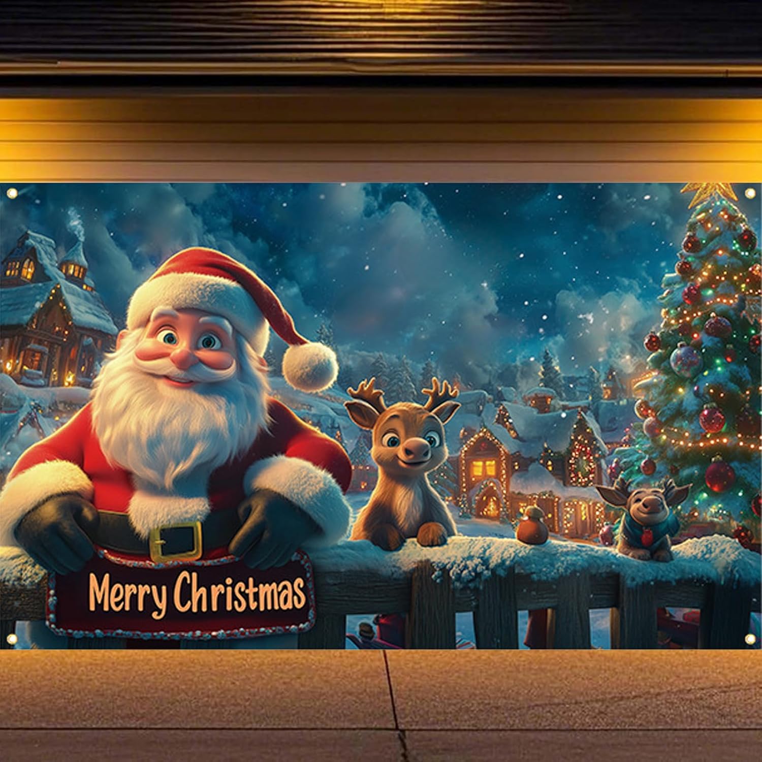 180 * 110cm Christmas Photo Backdrop Wall Display, Santa Claus Door Background Decorations ...