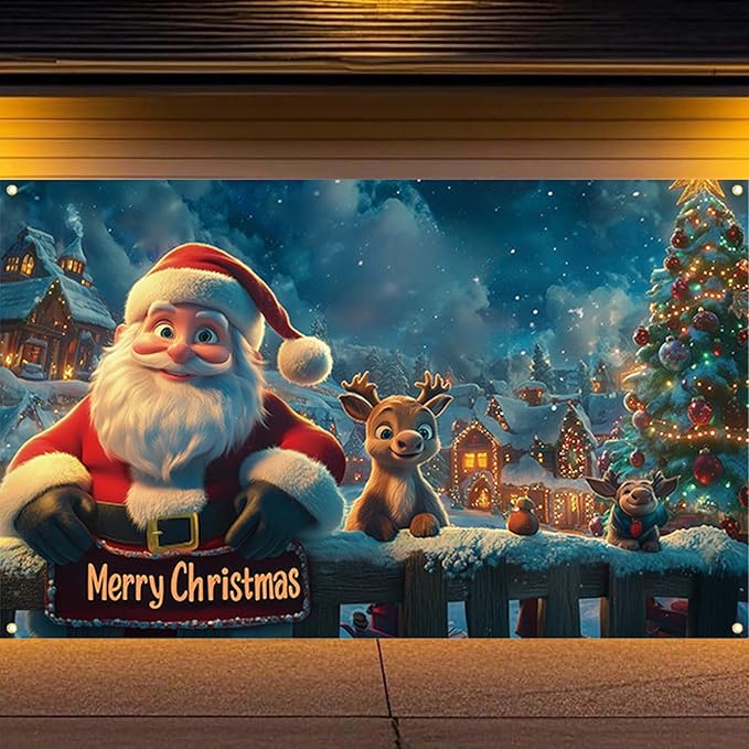 180 * 110cm Christmas Photo Backdrop Wall Display, Santa Claus Door ...