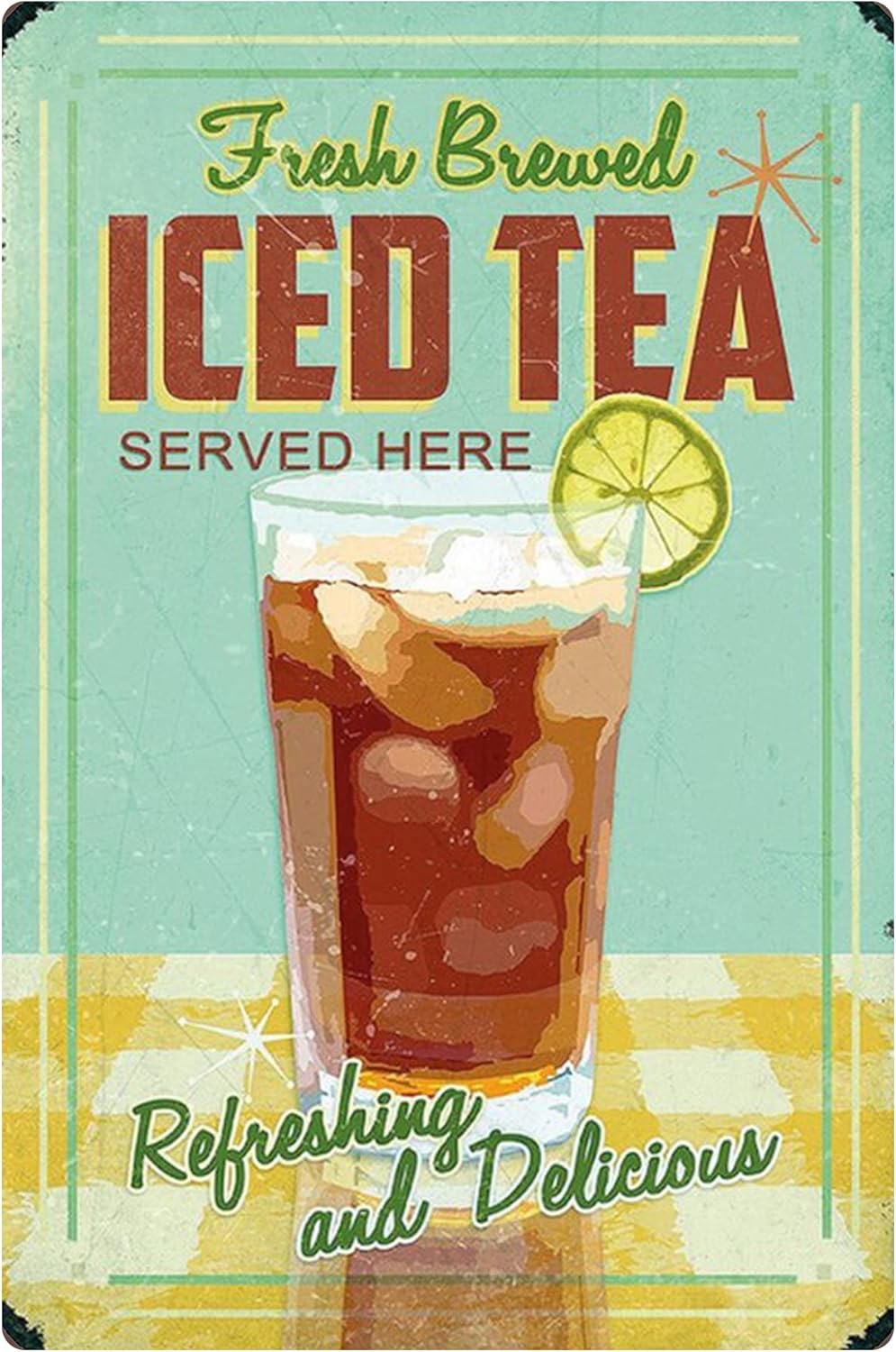 Amazon.com: Iced Tea Kitchen Home Decor Retro Vintage Metal Tin Sign 12 ...