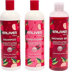 Enliven Naturals Raspberry & Apple Shower Gel, Shampoo & Conditioner ...