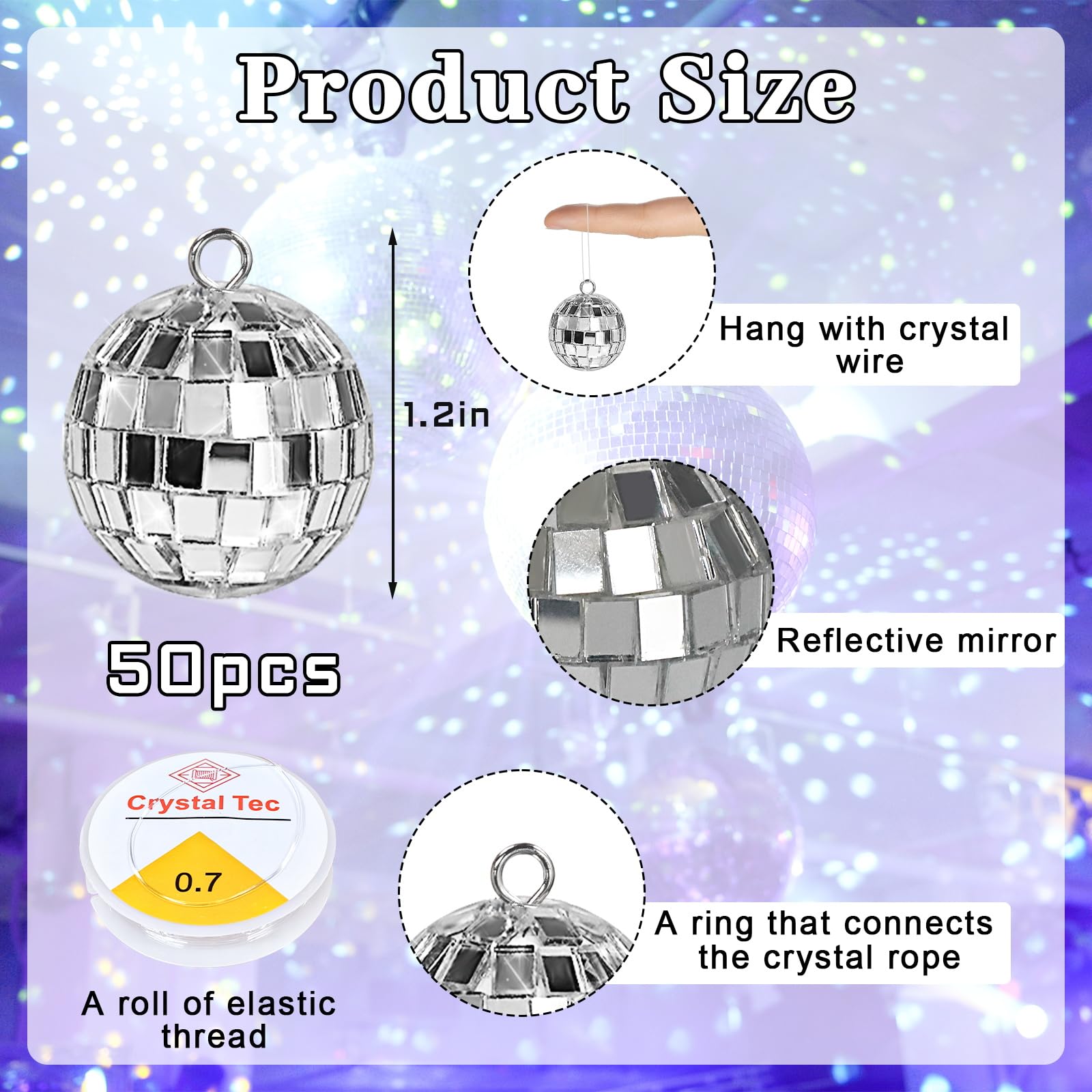 Snapklik.com : Newmemo Disco Ball 50 Pcs Silver Hanging Mirror Disco ...