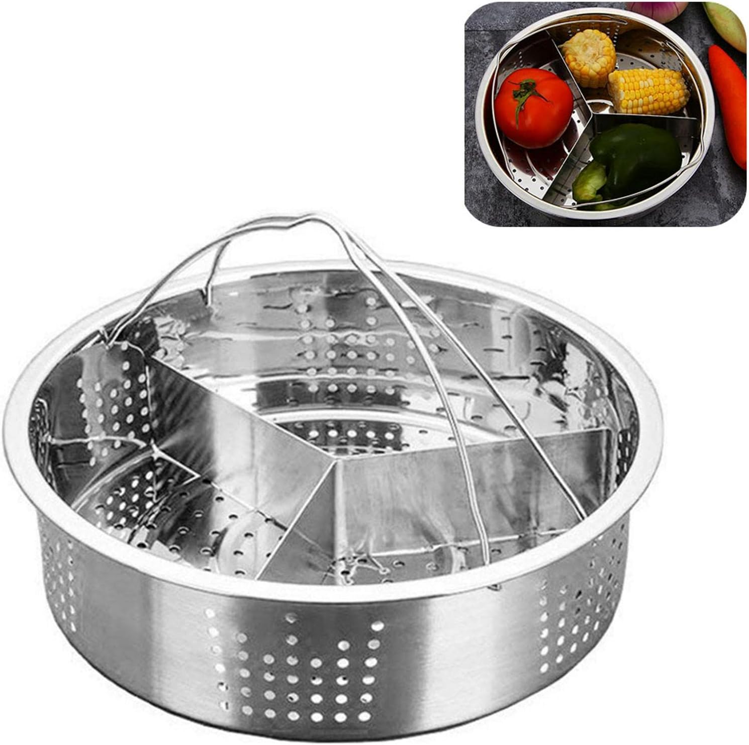 Tongdejing Steamer Insert Pans, Stainless Steel Divider Trio Separator ...