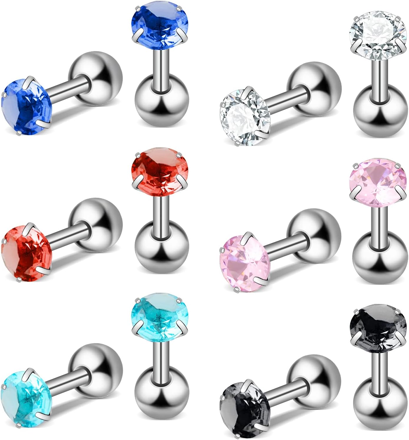 Amazon.com: CABBE KALLO 12Pcs 16G Cartilage Earrings Set - Round Ball ...