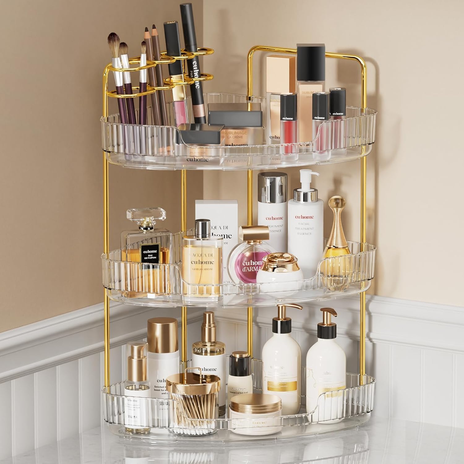 Amazon.com: EUHOME 3-Tier Corner Bathroom Counter Organizer Makeup ...