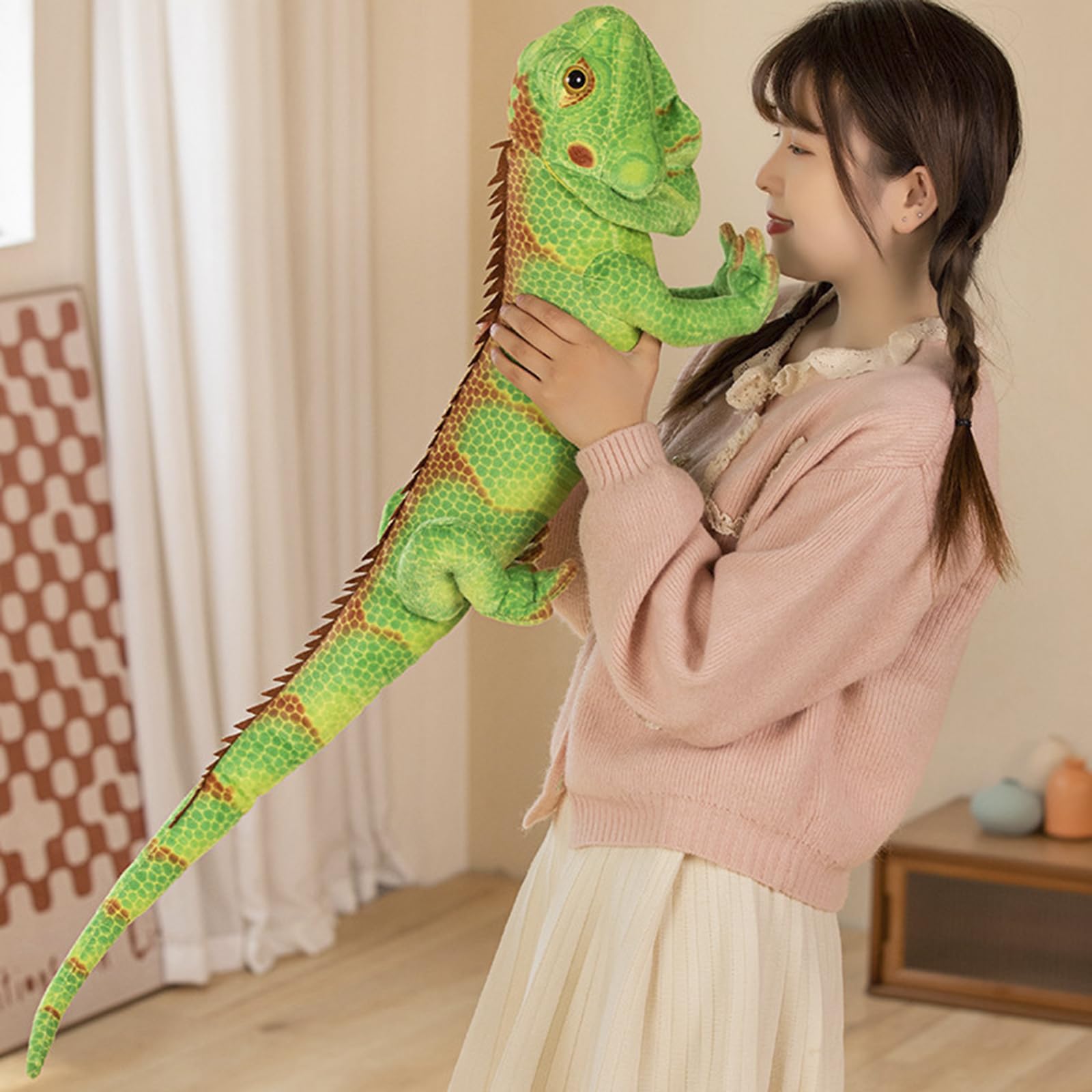 60mm Connectors Realistic Lizard Plush Toy - 28 Inch Brown Stuffed ...