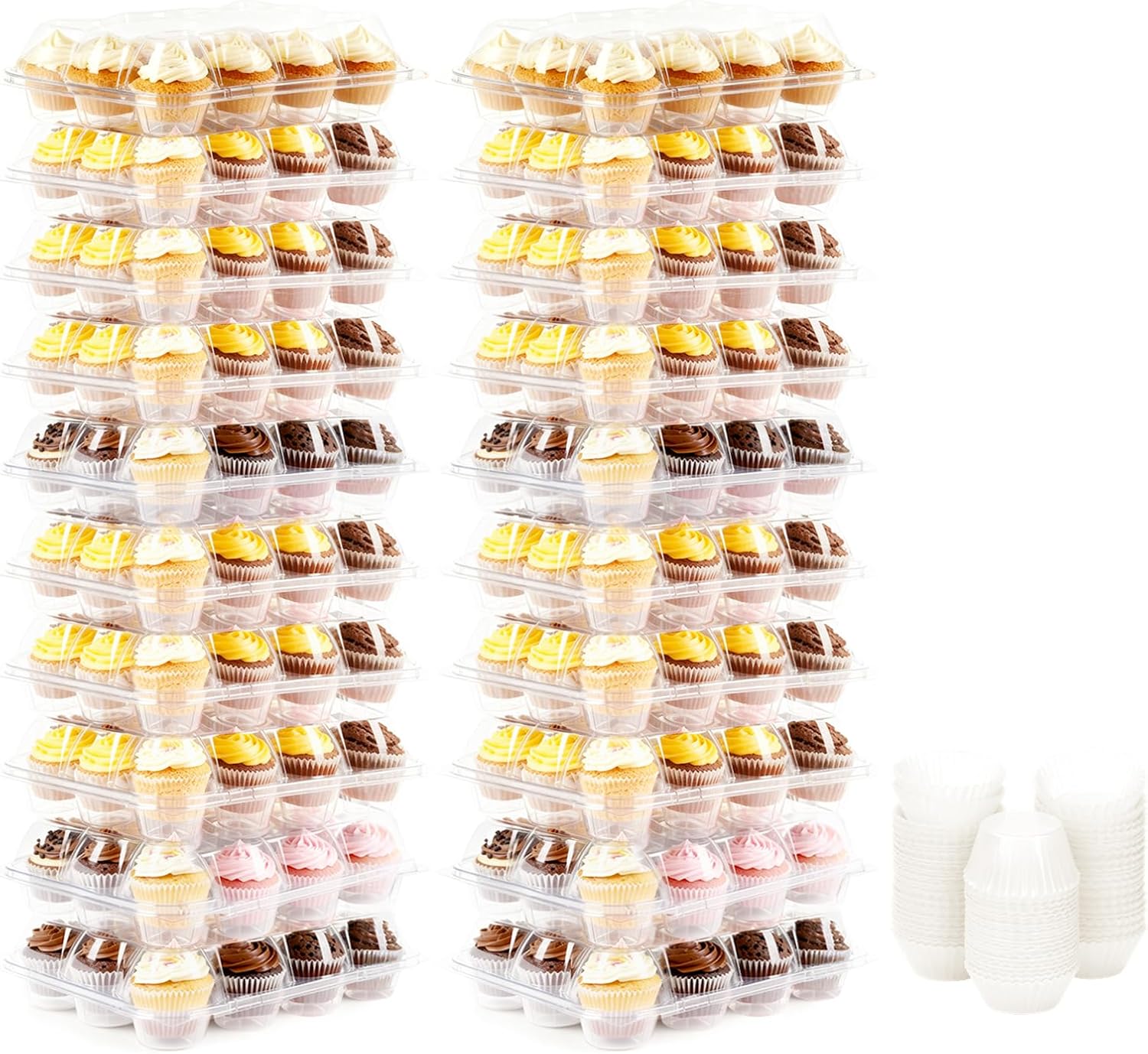 Amazon.com: Dayacoco 12 Count Cupcake Containers, 20 Pack Stackable ...