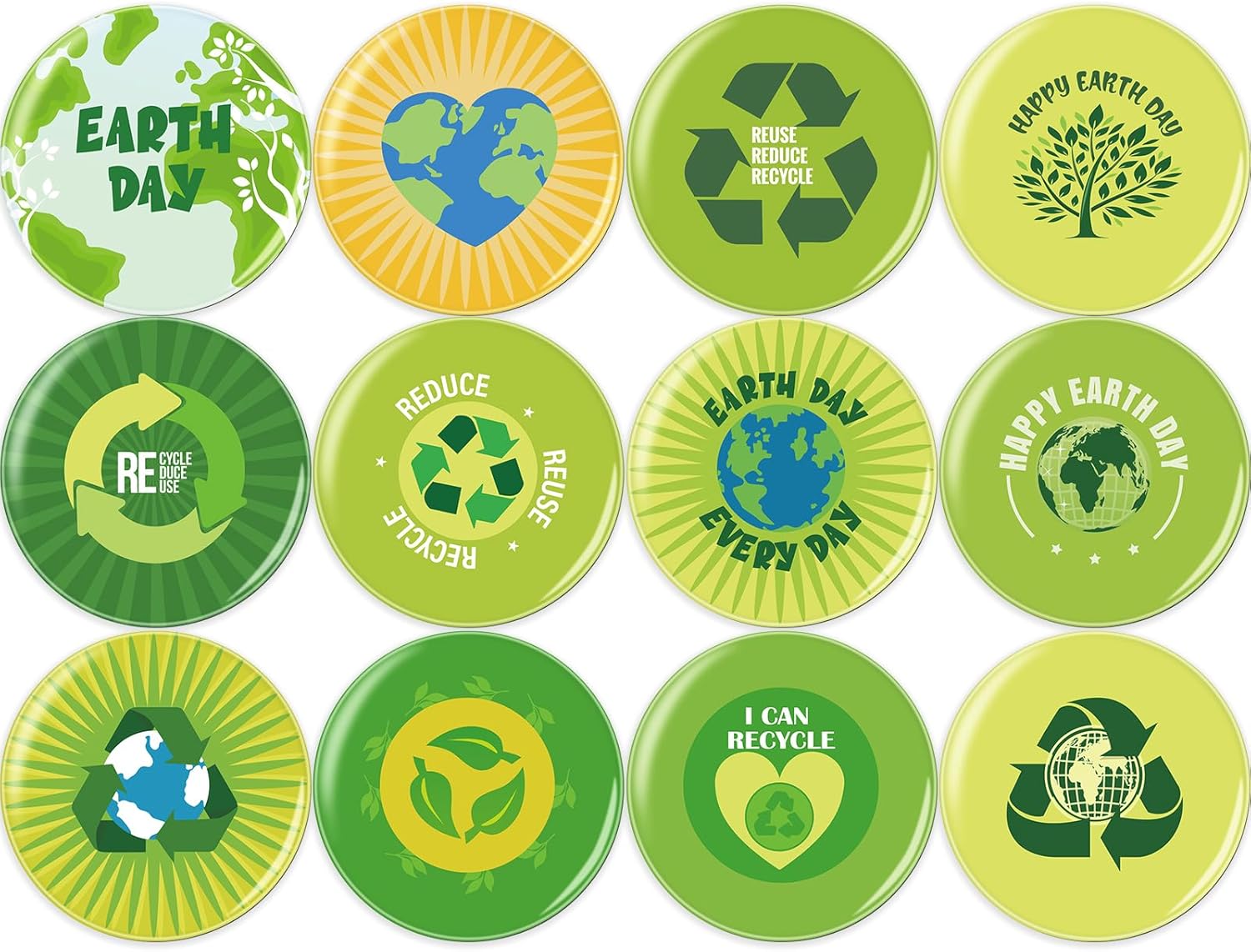 Amazon.com: Riceshoot 120 Pcs Earth Day Pinback Buttons Round Metal ...