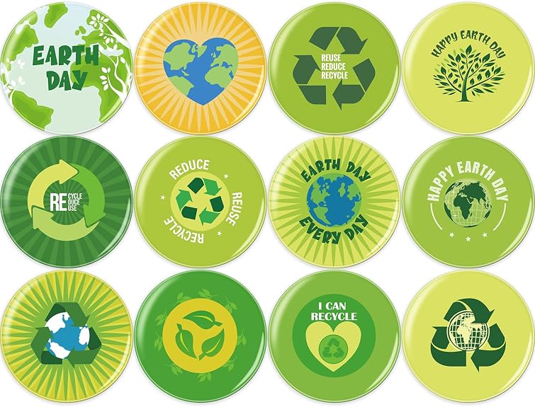 Amazon.com: Riceshoot 120 Pcs Earth Day Pinback Buttons Round Metal ...