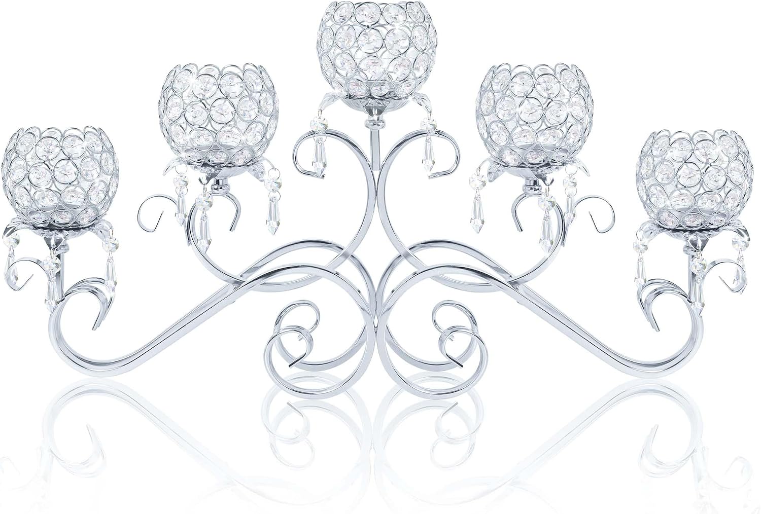 Amazon.com: Kolnlala 5 Arms Crystal Pendant Bowl Tealight Candelabra ...