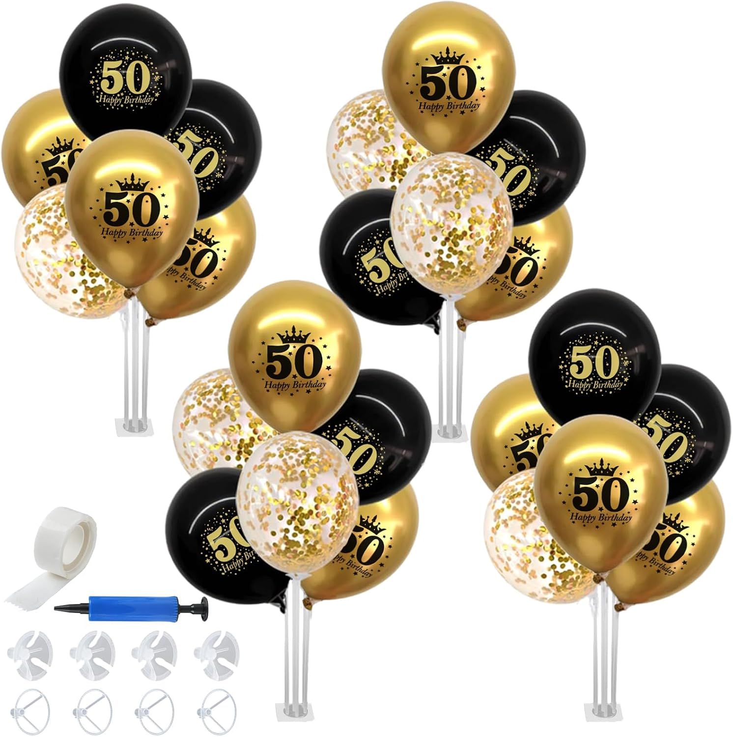 Amazon.com: ojustbeok 4 Set 50th Birthday Table Centerpiece Balloons ...
