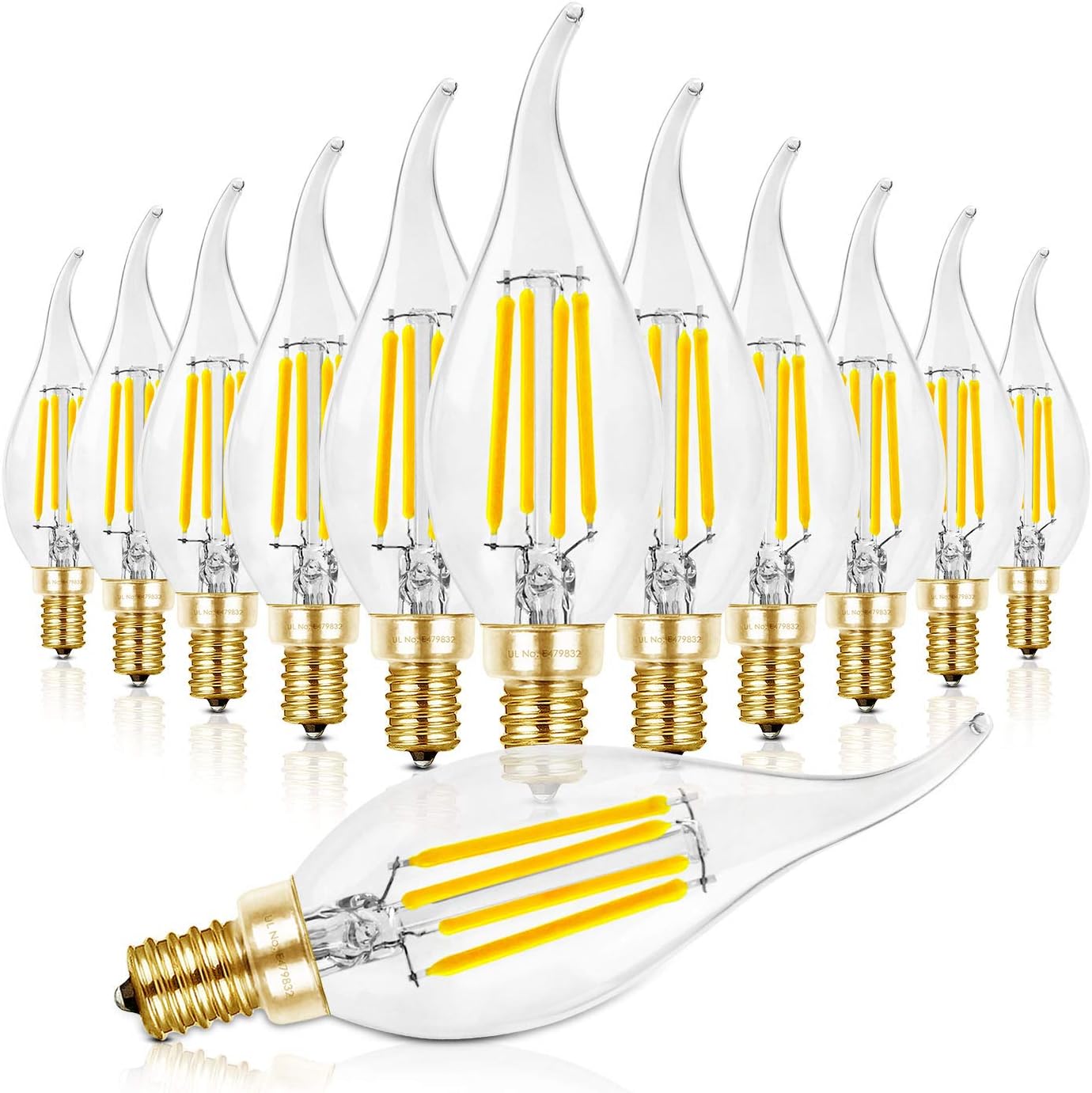 Hizashi E12 Candelabra Bulb 60 watt 5000K Daylight White, Dimmable E12 ...