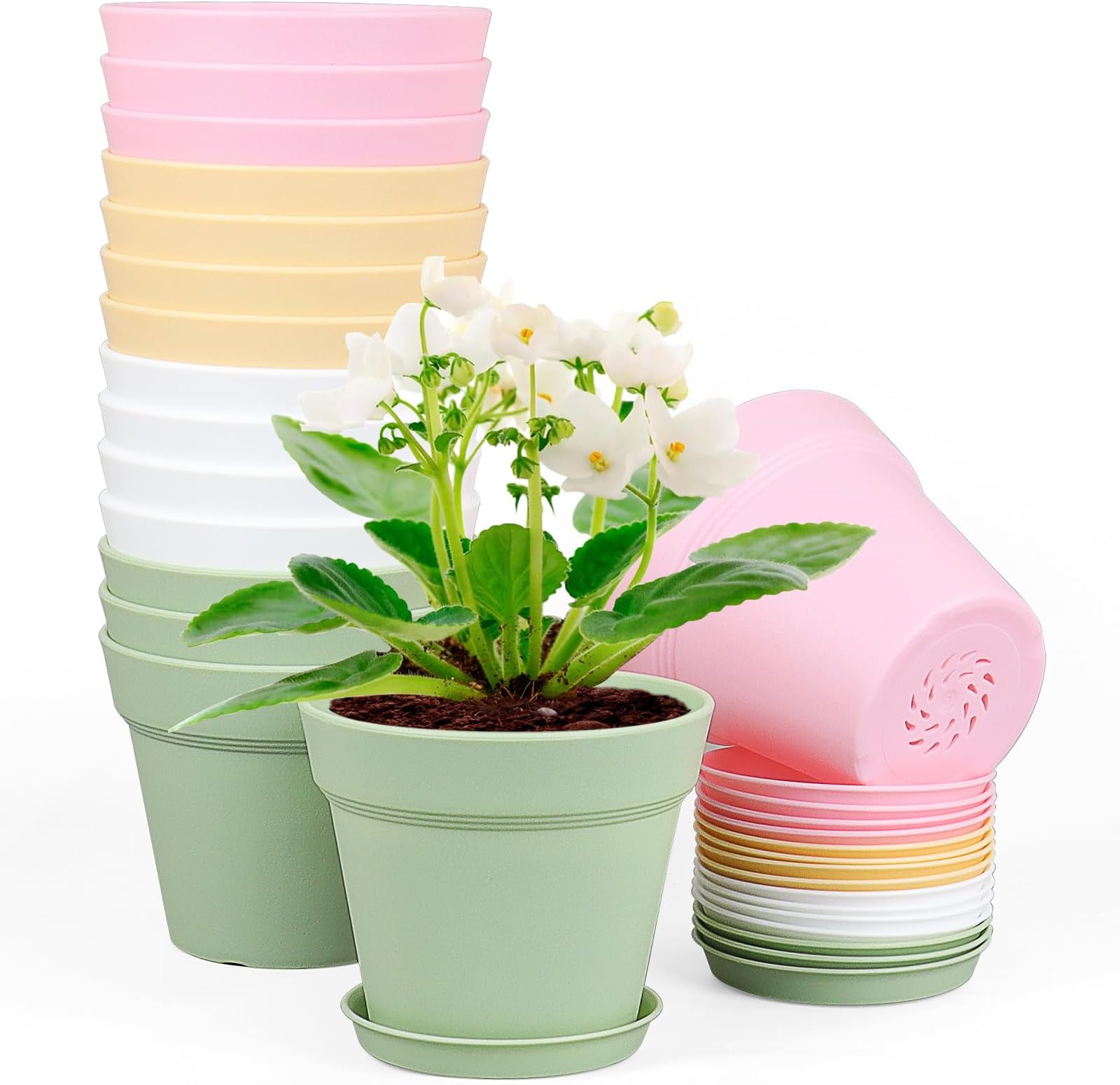 Amazon.com: Haawooky 48 Pack 3 Inch Colorful Plastic Plant Pot,Plastic ...