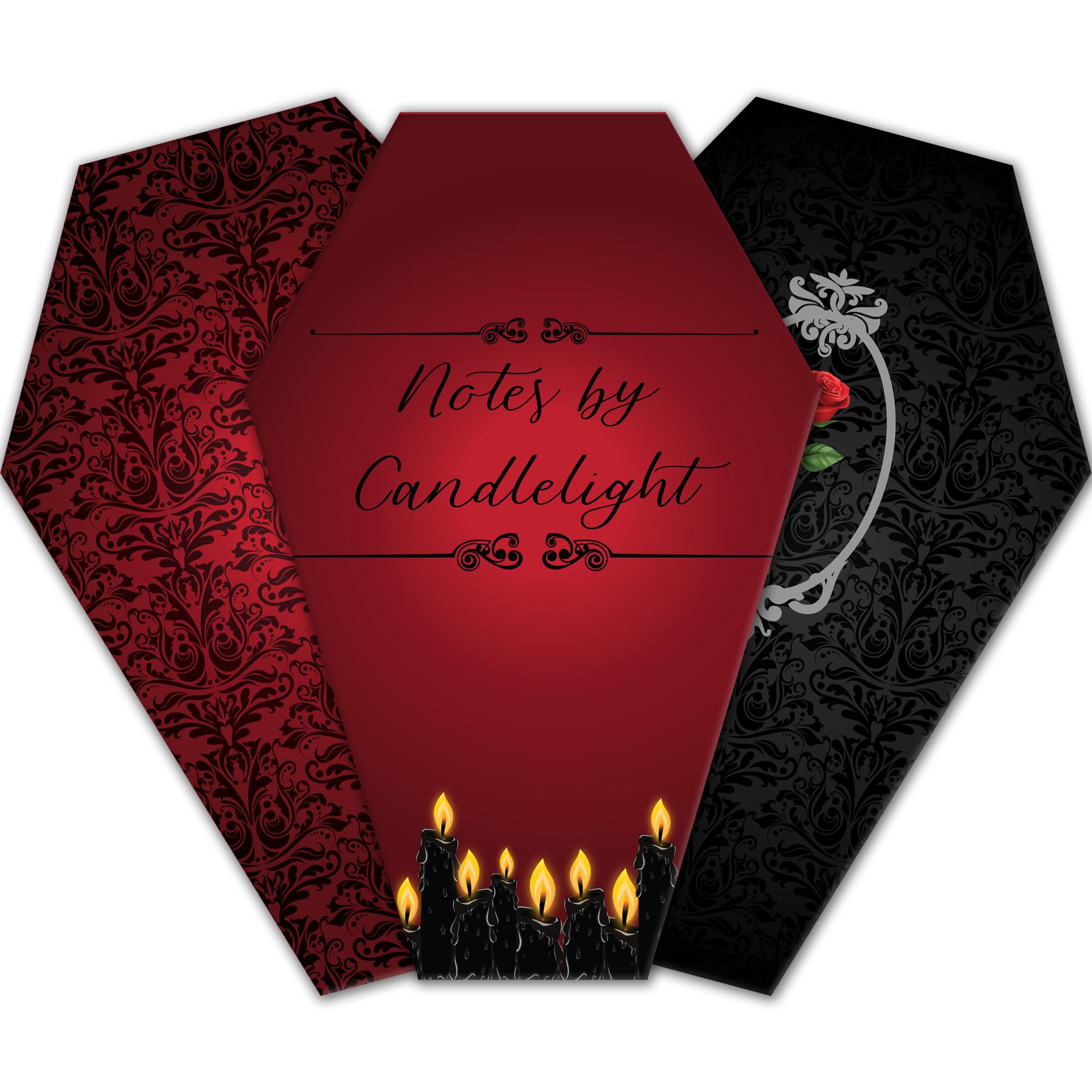 Amazon.com: Notes By Candlelight 3 Pack Thread Bound Coffin Shaped ...