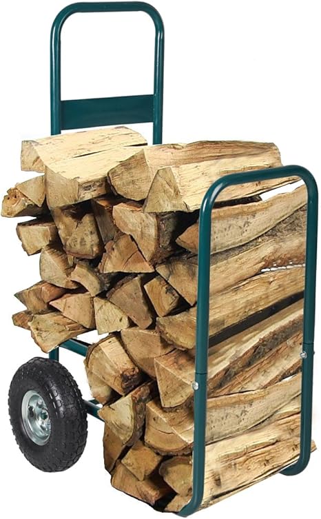 Amazon.com : Dporticus Rolling Wheeled Firewood Log Cart Portable Log ...