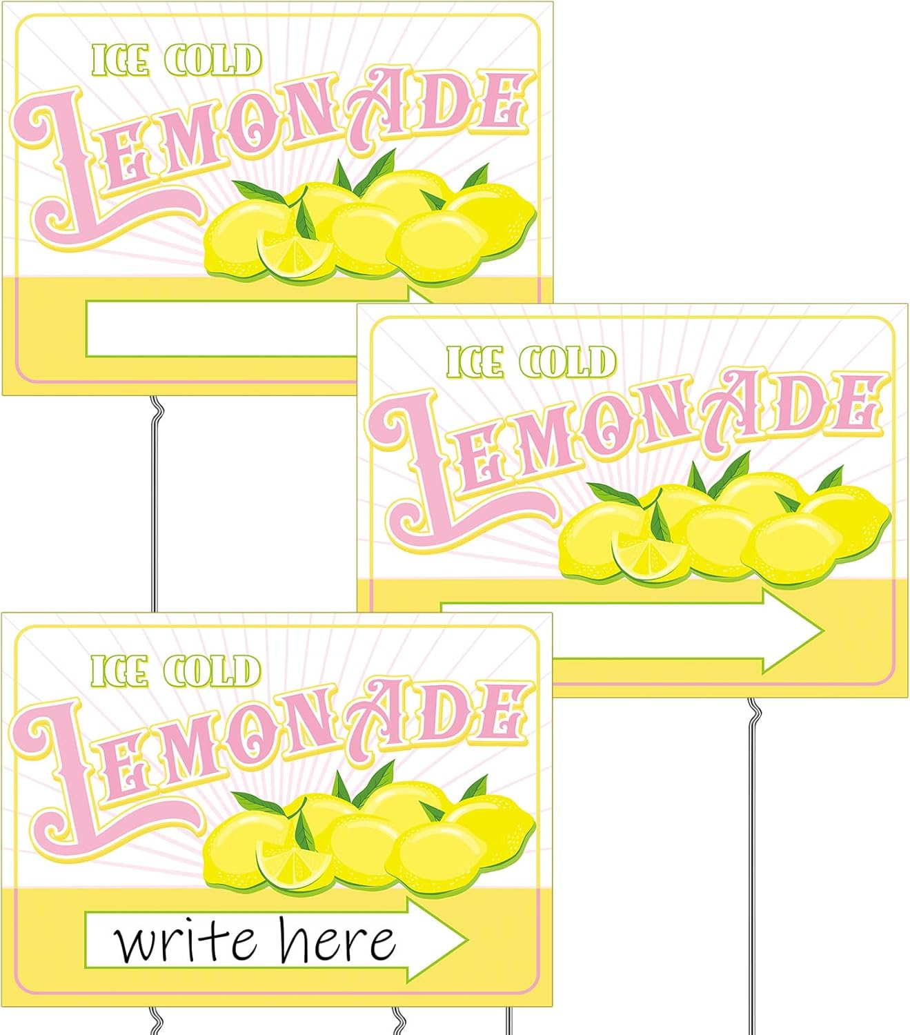 Amazon.com : Colingmill 3 Sets 16" x 12" Summer Lemonade Yard Sign and ...