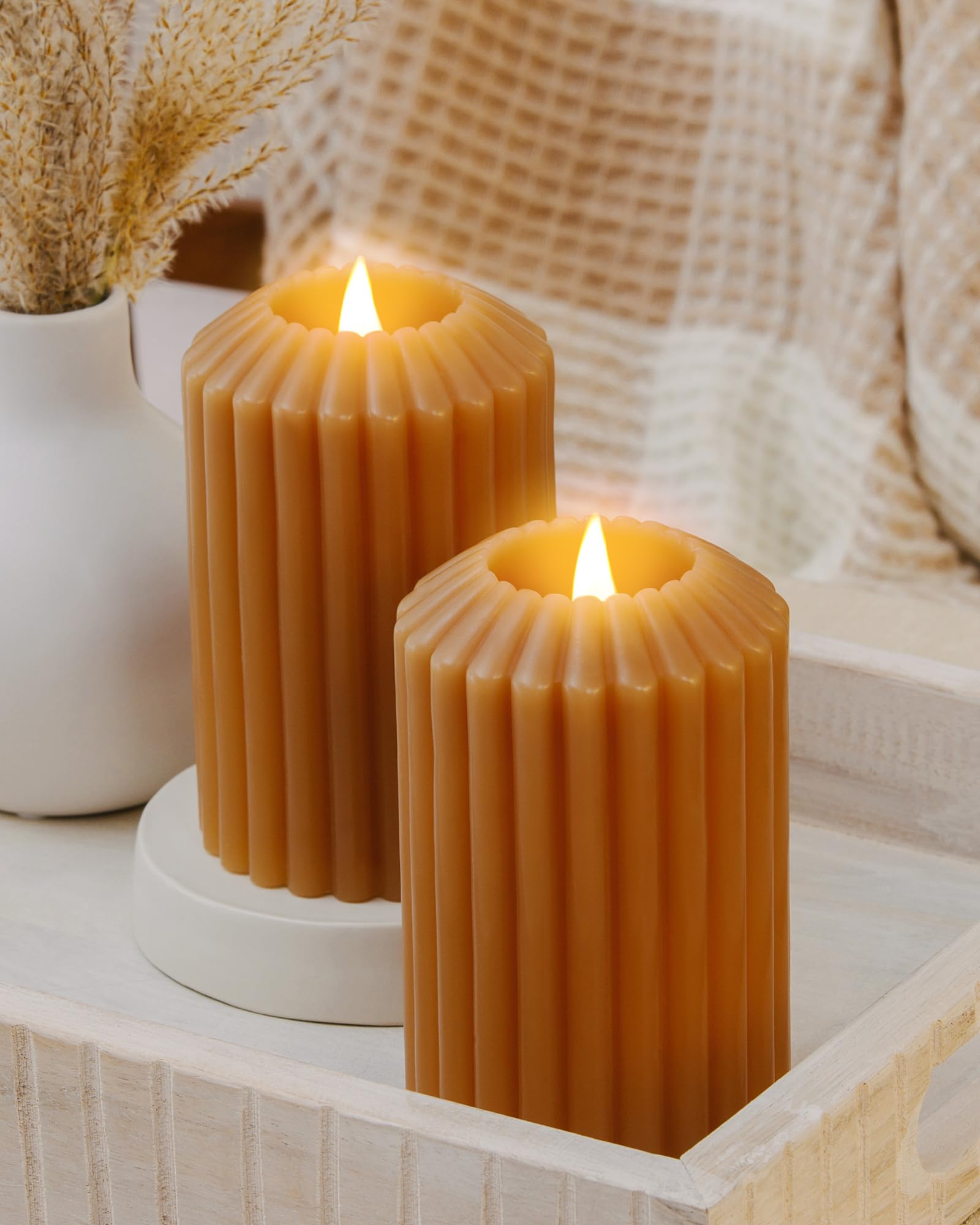 Battery Operated Candles with Remote 2PK - Flickering 3D Moving Flame ...