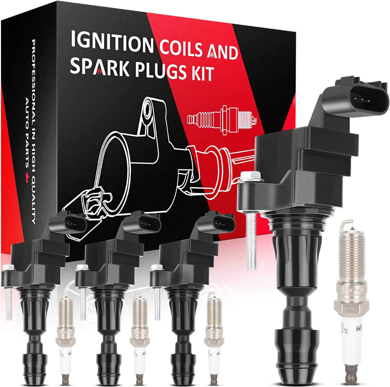 Amazon.com: SCITOO 4 ignition coils with 4 iridium Spark Plugs Chevy ...